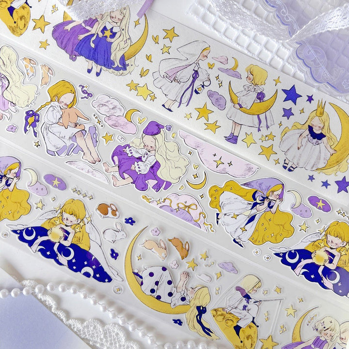 Moon Boat Girl Die-cut PET Tape - Desk Cosmos