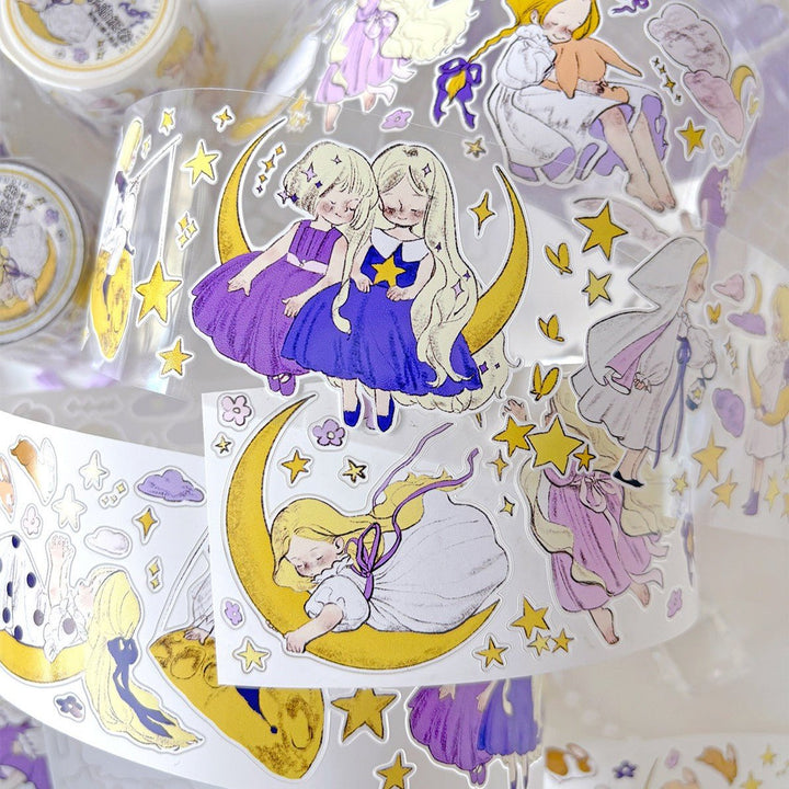 Moon Boat Girl Die-cut PET Tape - Desk Cosmos