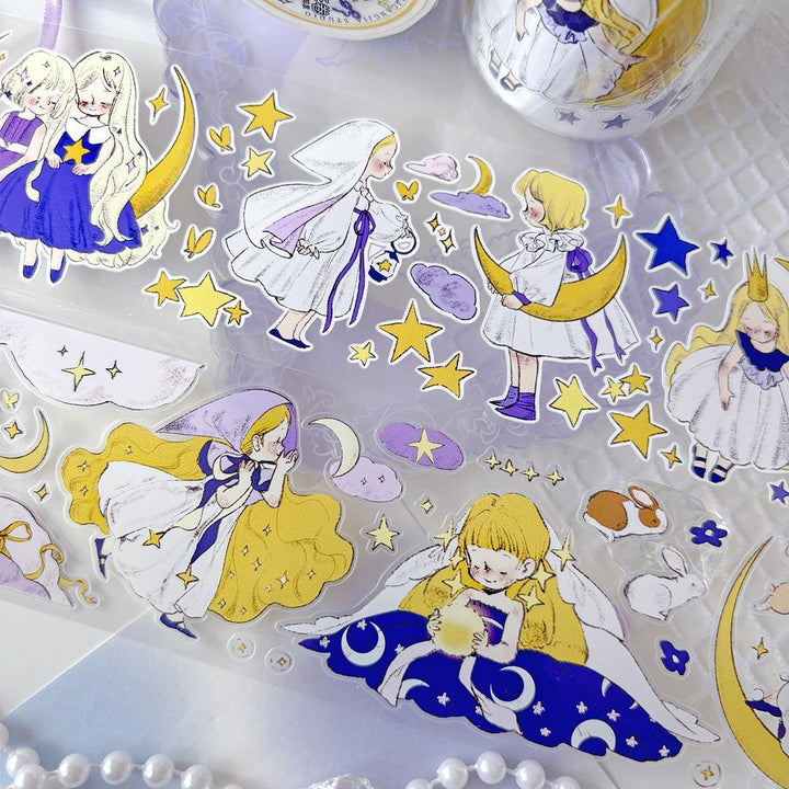 Moon Boat Girl Die-cut PET Tape - Desk Cosmos