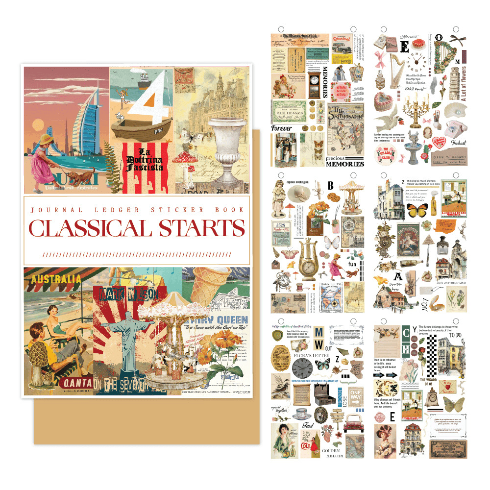 Classical Multi Theme Super Set Retro Journal Sticker Set for DIY ...