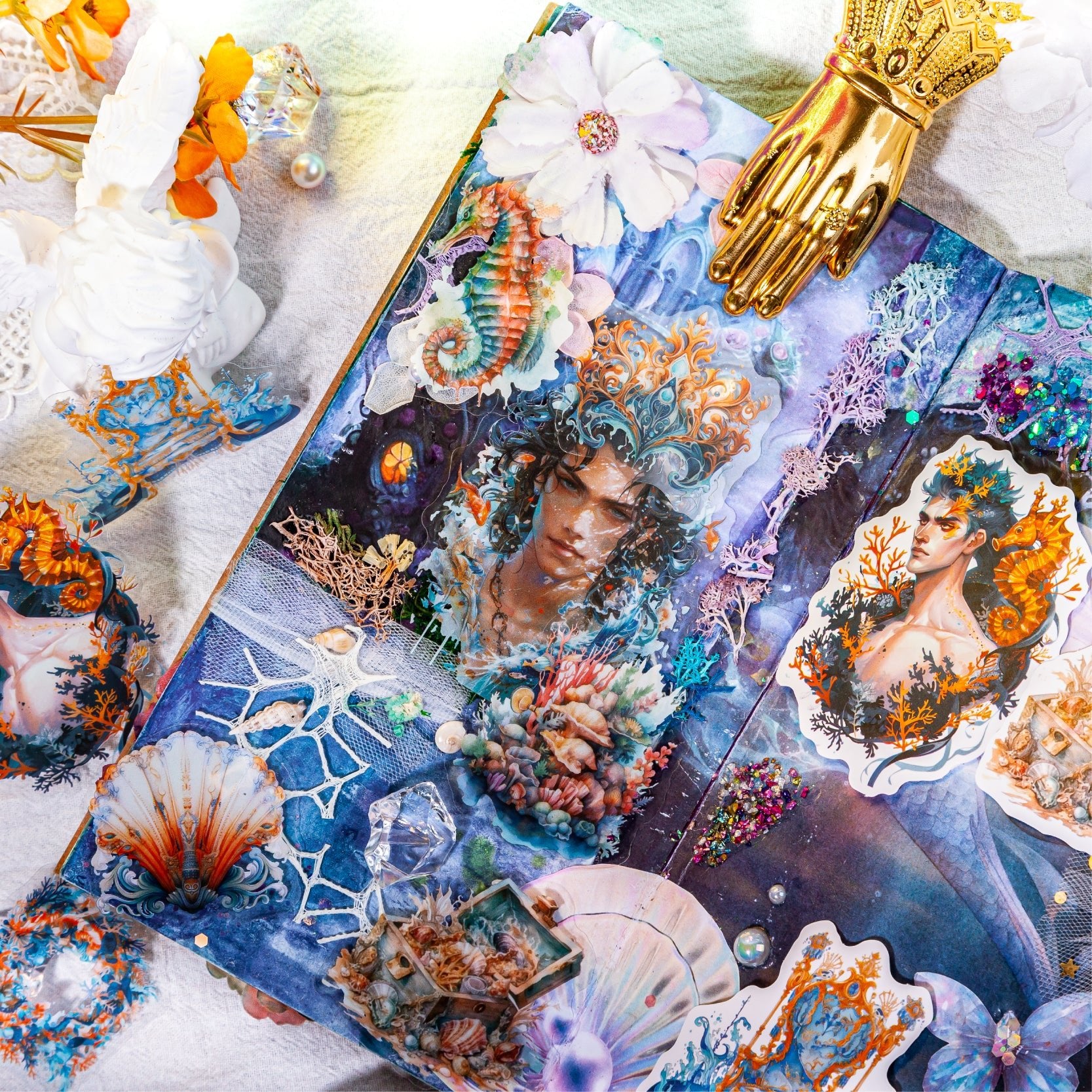 Mermaid Sea God Series Fantasy Retro Ocean Sticker Pack Scrapbooking ...
