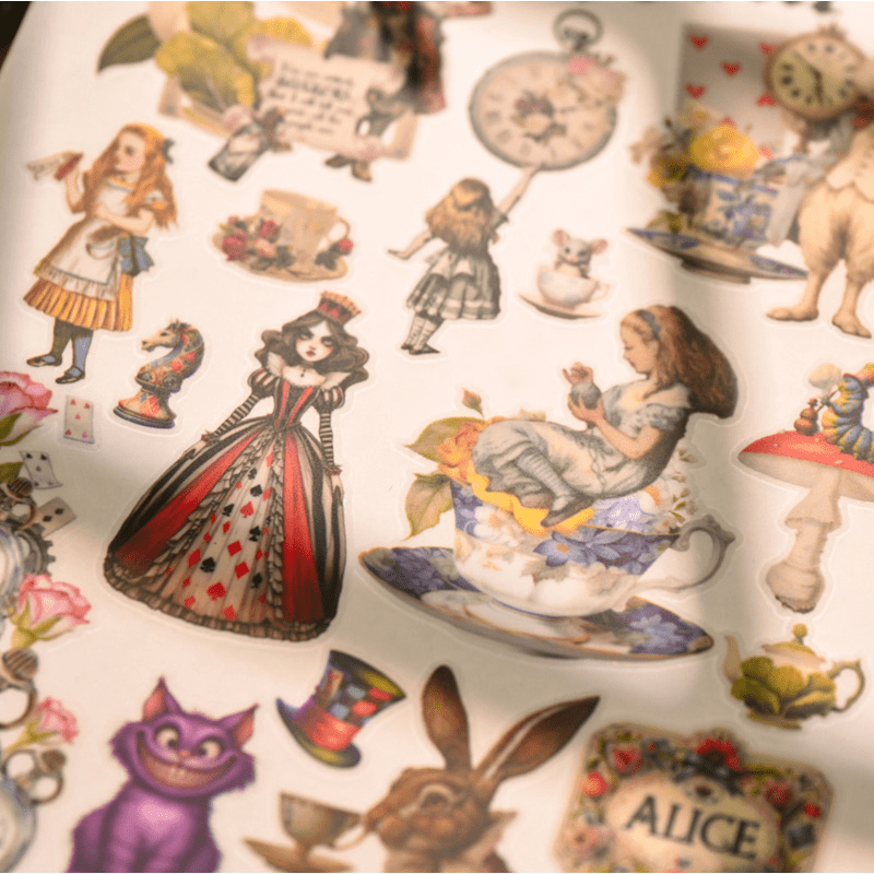 Vintage Alice Wonderland Transfer Stickers For Scrapbook – Desk Cosmos